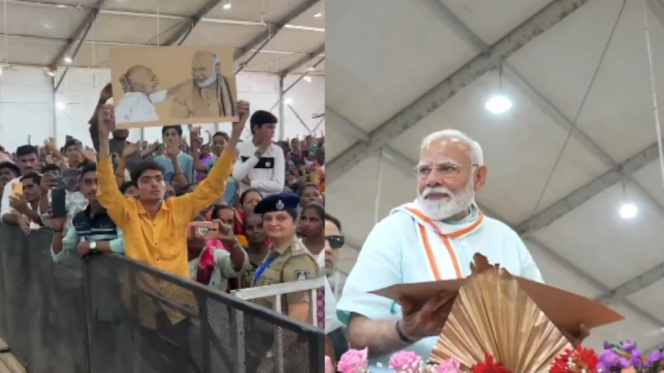 PM मोदी और उनकी स्वर्गीय मां की फोटो हाथ में लेकर रोने लगा युवक ...