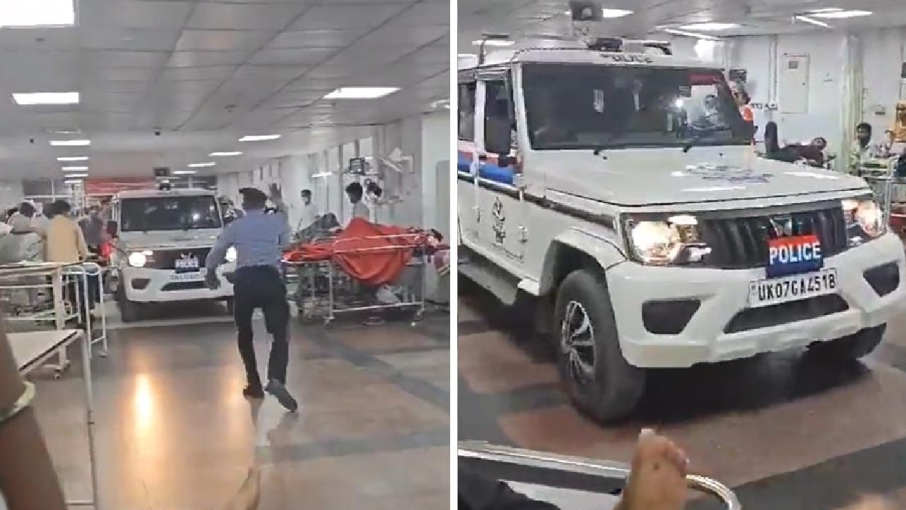 ऋषिकेश AIIMS के फोर्थ फ्लोर पर क्या कर रही पुलिस की जीप? पूरा मामला ...