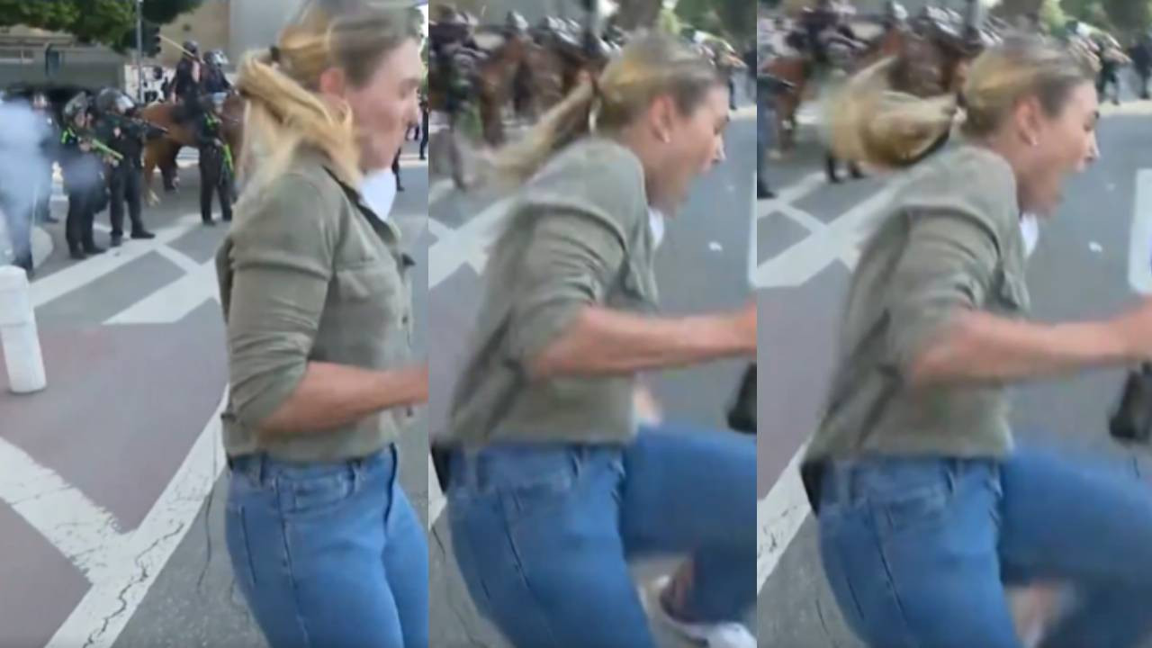 अमेरिकी पुलिस ने लॉस एंजिल्स विरोध प्रदर्शनों की रिपोर्टिंग के दौरान ...